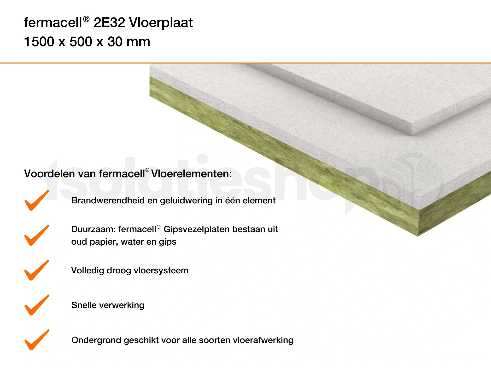 Fermacell Vloerelement 1500 x 500 x 30mm - 3cm Fermacell | De Isolatieshop