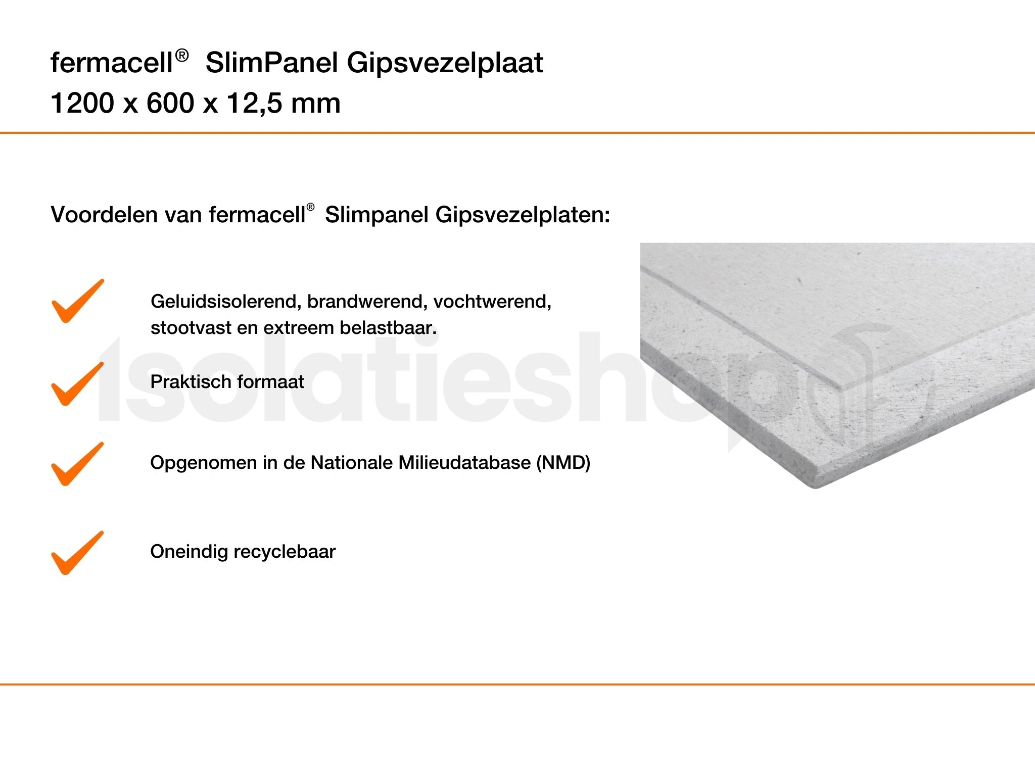 Gipsvezelplaat 1200 x 600 x 12,5mm - 1,25cm Fermacell | De Isolatieshop