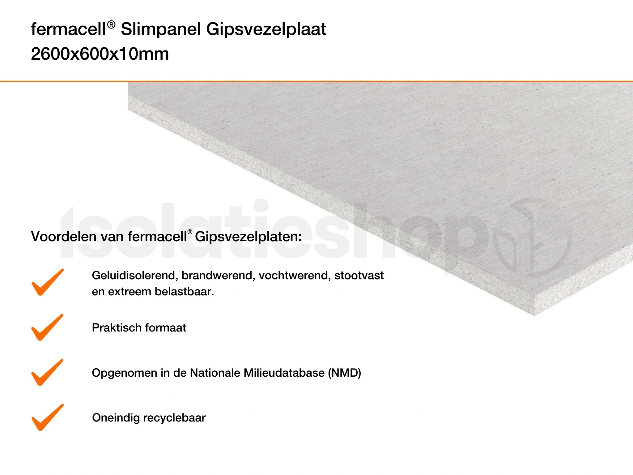 Fermacell SlimPanel gipsvezelplaat 2600x600x12,5mm (=1,56 m²) | De ...
