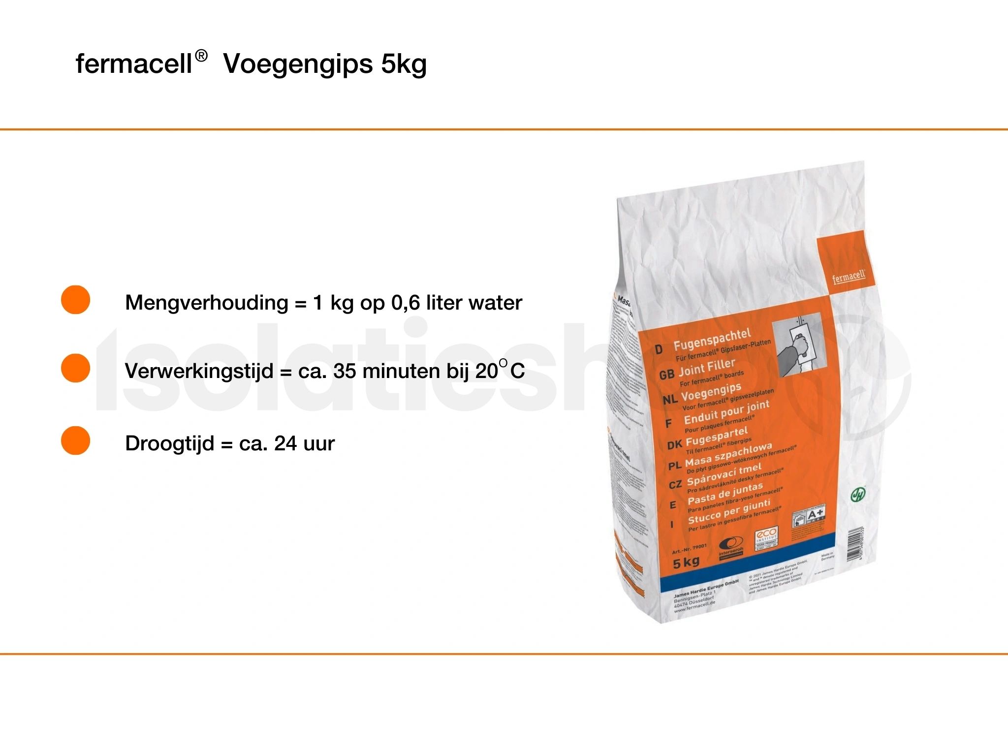 PIR + Fermacell voegengips 5kg Fermacell Isolatie | De Isolatieshop