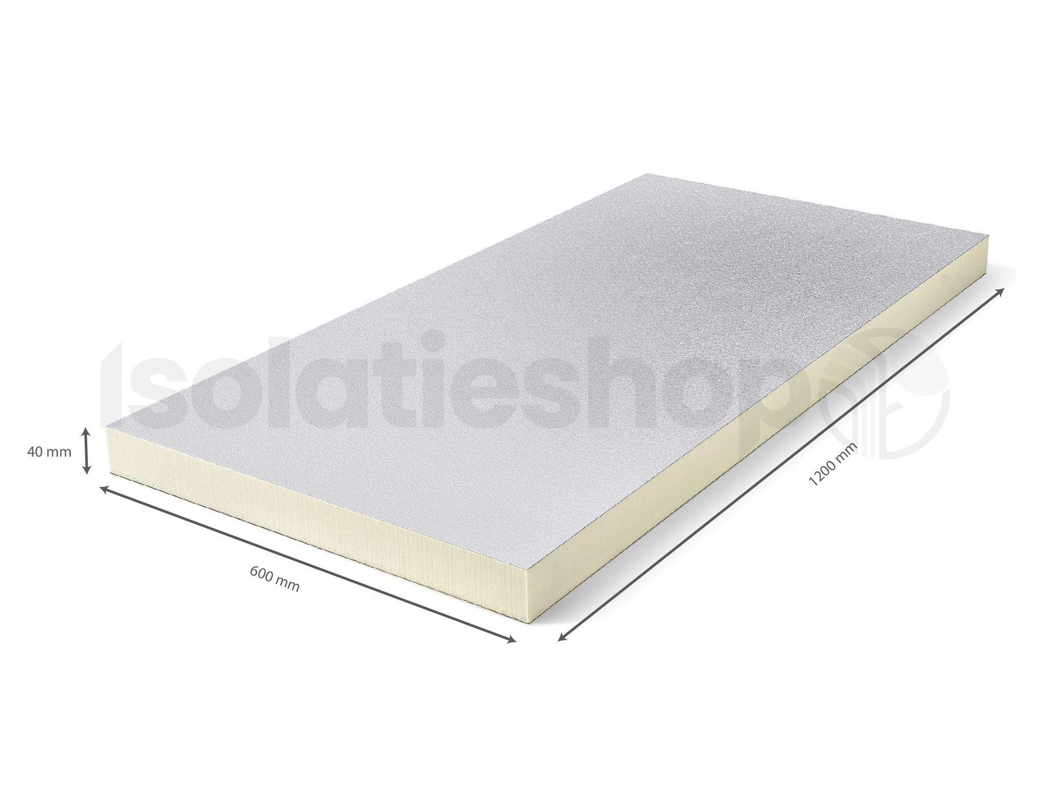 PIR 40mm Isolatieplaat | 2-Zijdig Aluminium (1200x600x40mm) | De ...