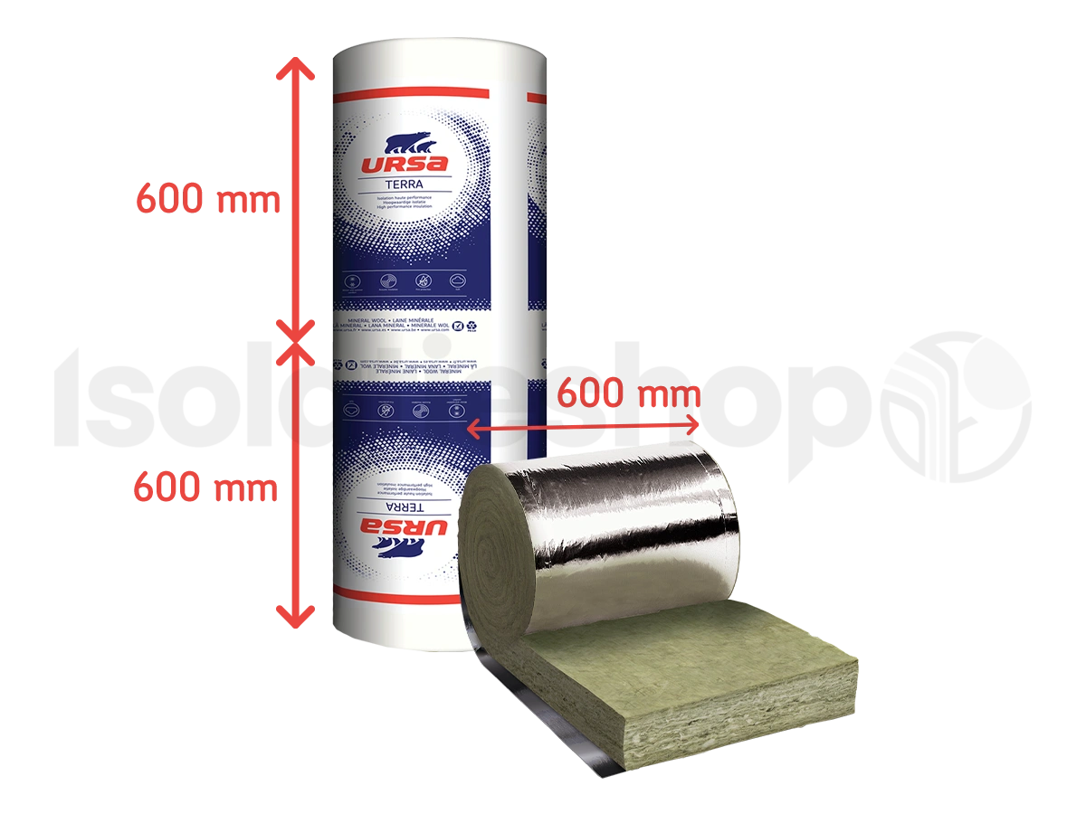 Ursa Ursaroll glaswol spijkerflensdeken 5000x600x150mm Rd:3.75 (=3,00 m²) | De Isolatieshop